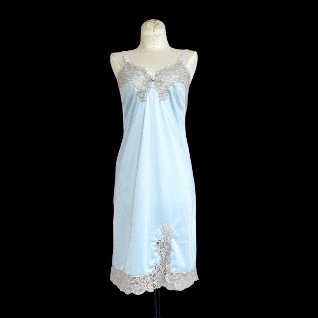 Vintage 60s Sears Pale Blue Lacy Slip Dress XS - Etsy