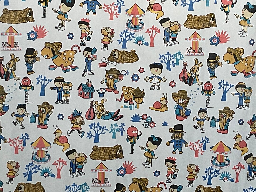 Magic Roundabout Early 1970s TV Programme Vintage Fabric Poly Cotton ...