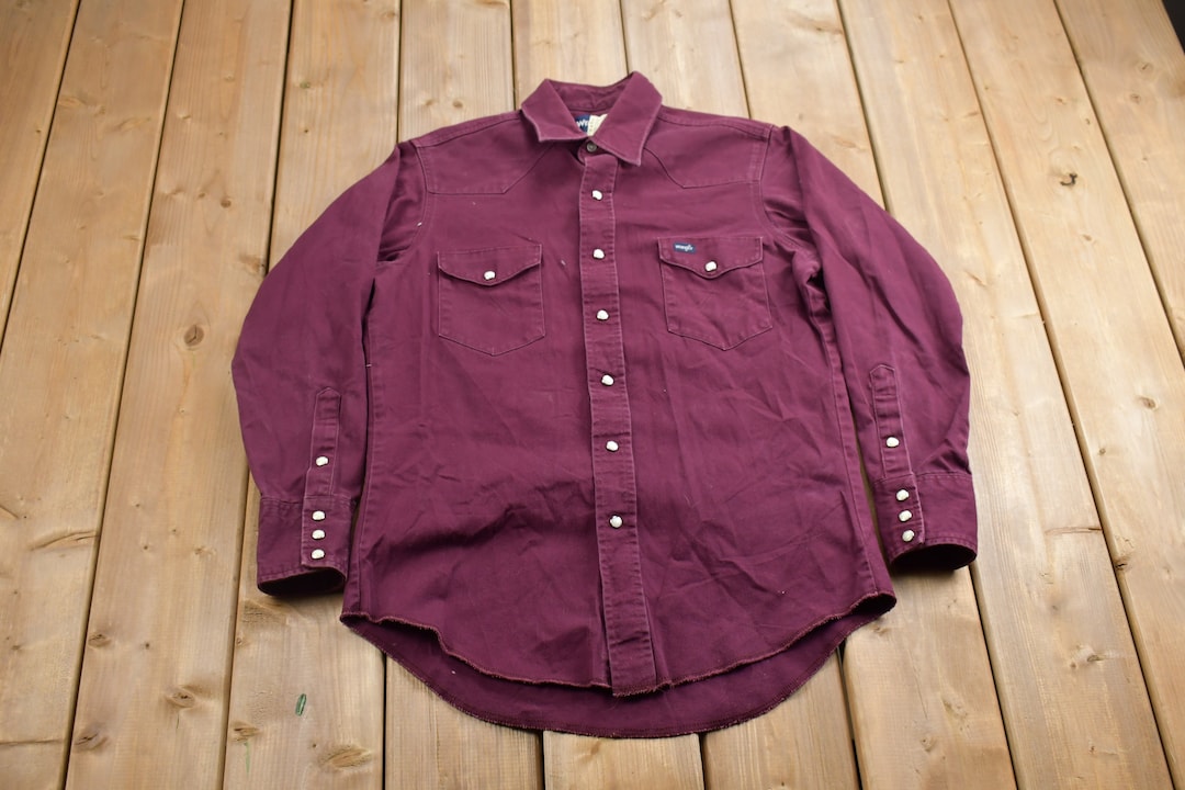 Vintage 1990s Wrangler Western Blank Button up Shirt / 1990s Button up ...