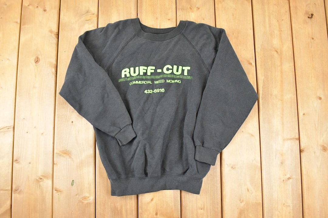 Vintage 1990s Ruff Cut Graphic Print Crewneck Sweatshirt Men's M / Made ...
