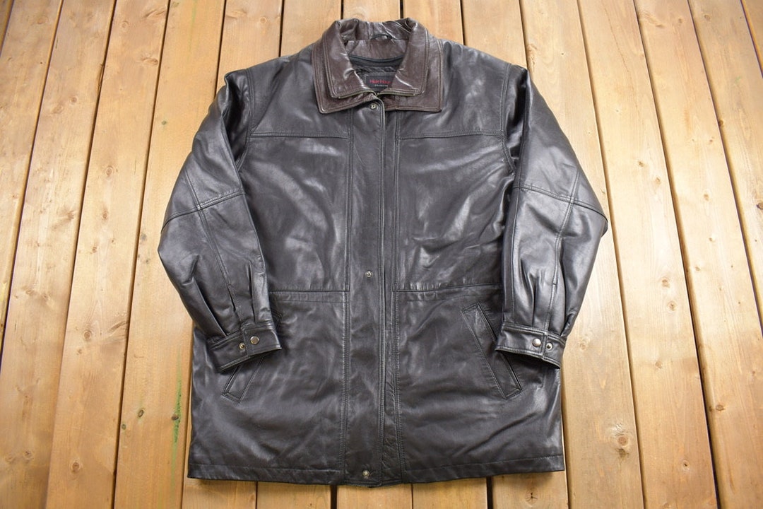 Vintage 1990s Hide House Leather Jacket / Black Leather / Fall ...