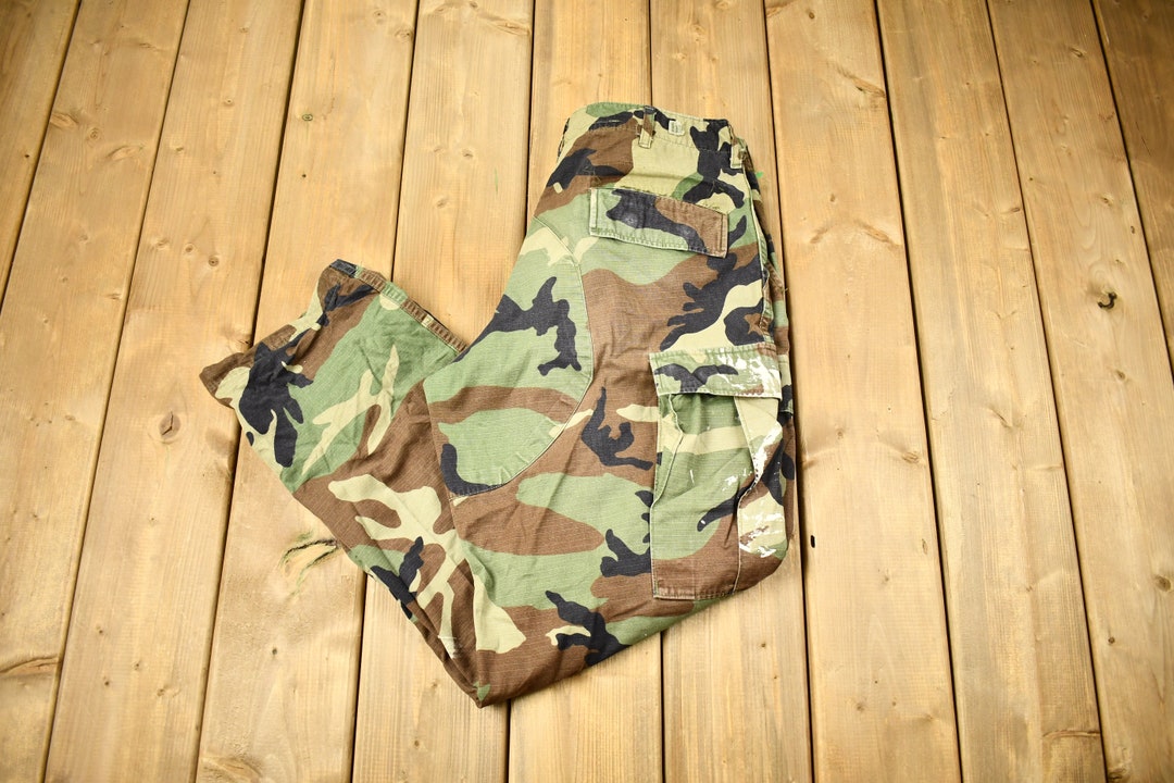 Vintage 2000 Military Woodland Camouflage Cargo Pocket Pants Size 34 X ...