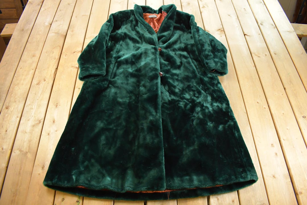 Vintage 1970s Novelti Green Acrylic Faux Fur Coat Women's XL / Winter ...
