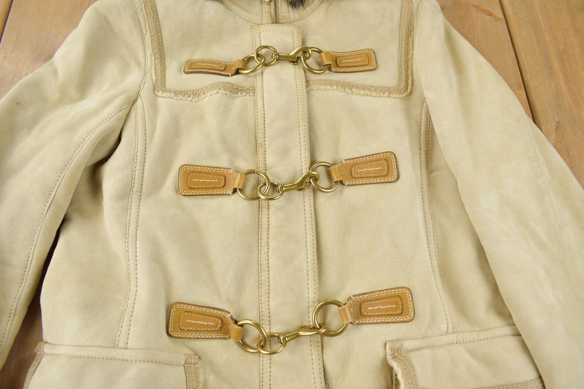 Vintage 1990s Coach Authentic Leather Full Length Shearling Jacket With ...