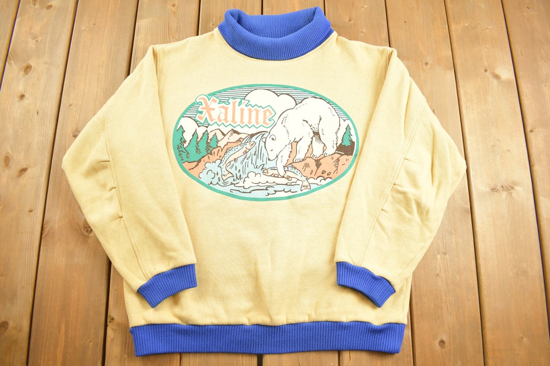Vintage 1980s Xaline Polar Bear Fish Theme Turtleneck / Souvenir ...