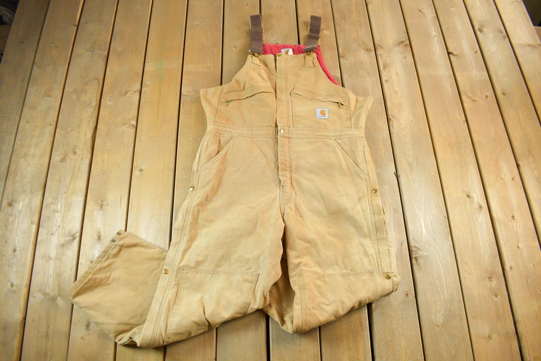 Vintage 1990s Carhartt Double Knee Canvas Overalls Size 46x29 / Utility ...