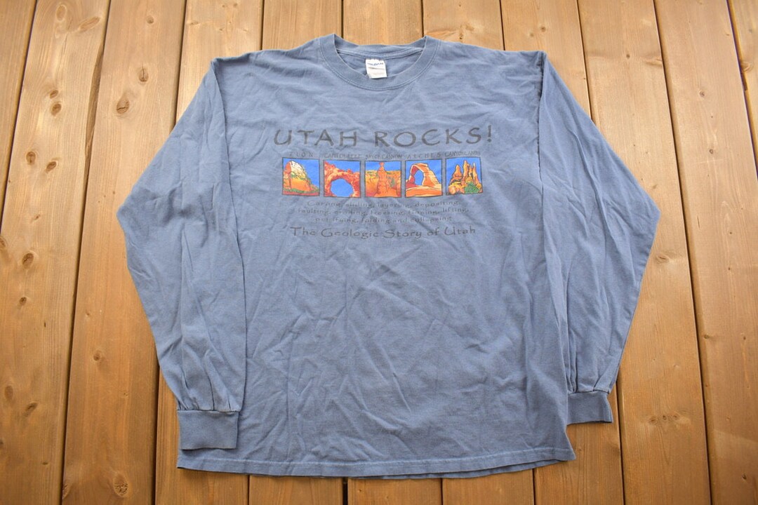Vintage 1990s Utah Rocks Travel Themed Long Sleeve Shirt / 90s ...