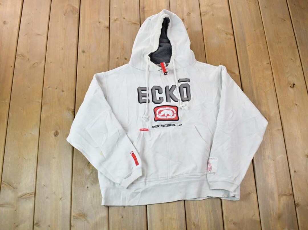 Vintage 1990s Marc Ecko Graphic Embroidered Hoodie / 90s Hoodie / Vintage Sweater / Color Block ...
