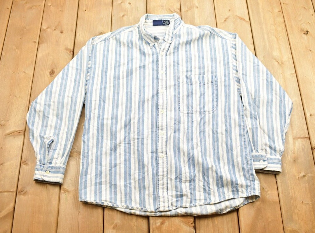 Vintage 1990s Bon Homme Striped Button up Shirt / 1990s Button up ...