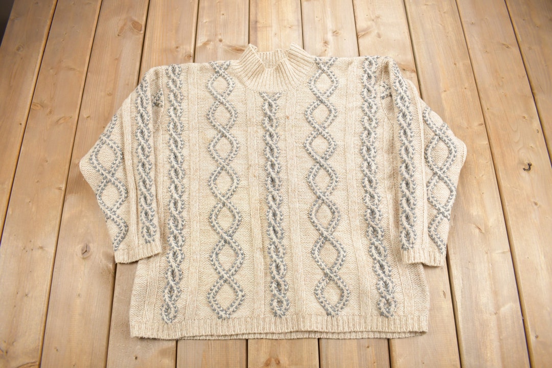 Vintage 1990s Eddie Bauer Legends 3D Cable Knit Sweater / Vintage 90s ...