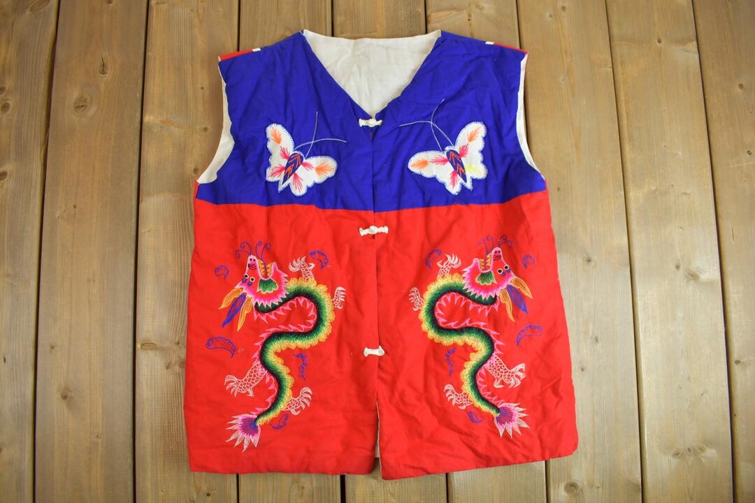 Vintage 1960s Hand Embroidered Dragons & Animals Antique Vest / Custom ...