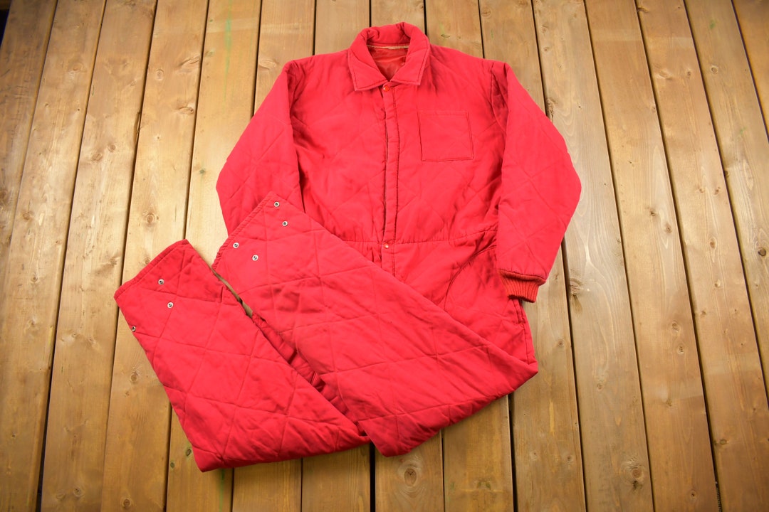 Vintage 1980s Red Insulated Coveralls Size XL / Vintage Coveralls ...