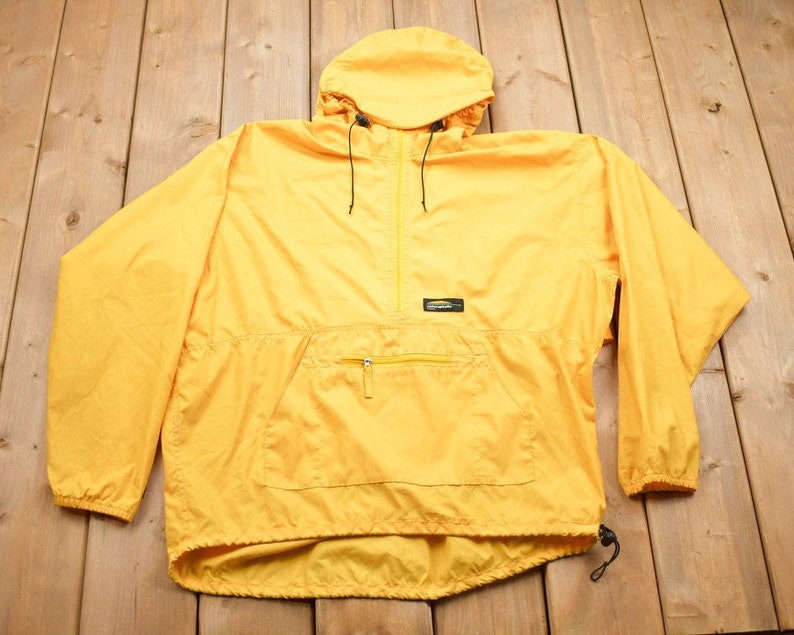 Vintage 1990s Yellow Windbreaker / 90s Light Jacket / Rain Jacket ...
