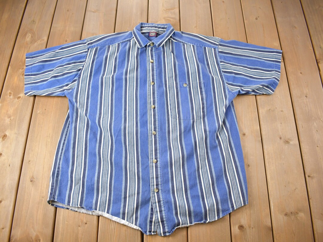 Vintage 1990s Faded Glory Striped Button up Shirt / Western Style / 90s ...