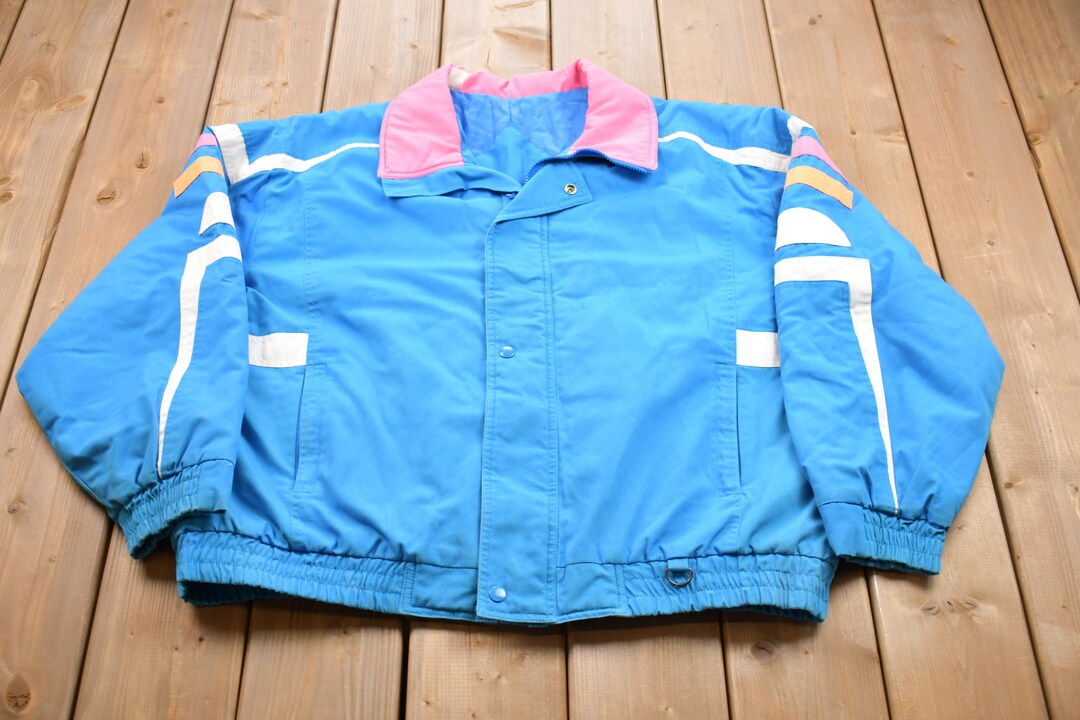 Vintage 1980s Windbreaker Jacket / 80s Blue Jacket / Athletic Spring ...