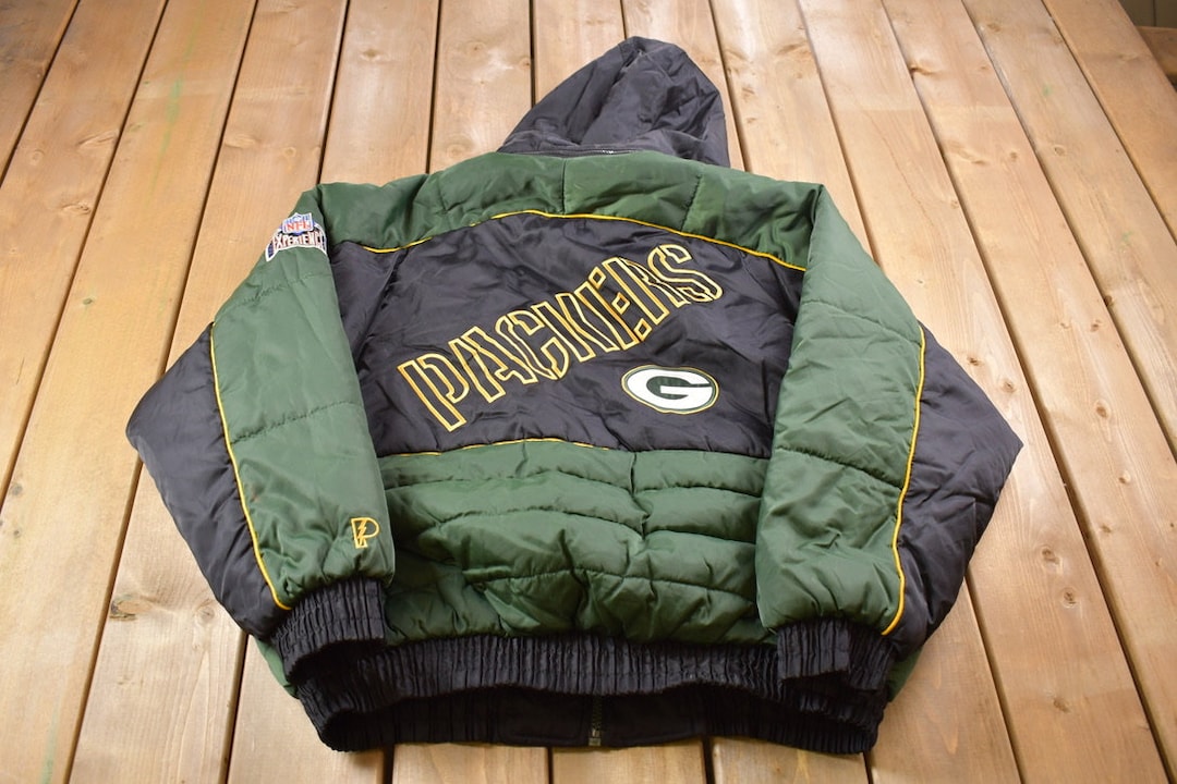Vintage 1990s Green Bay Packer Pro Player Full Zip Puffer Jacket ...