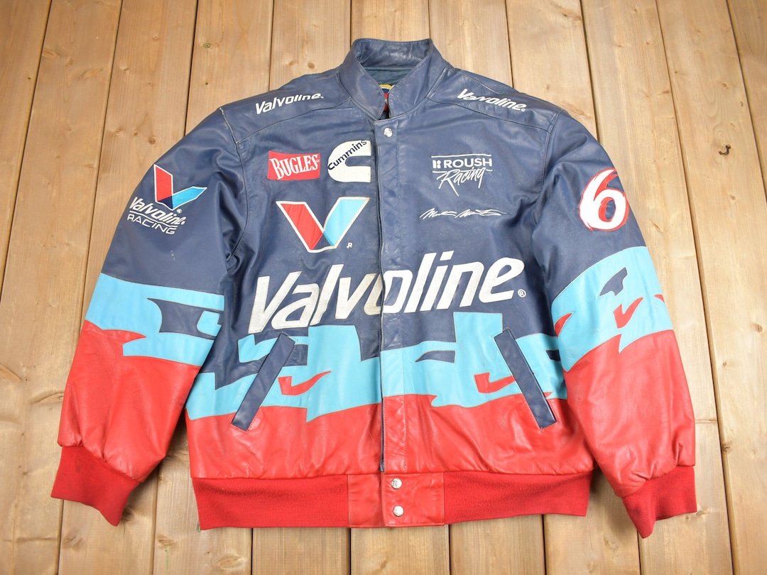 Vintage 1990s Jeff Hamilton Valvoline Racing Leather Jacket / Patchwork ...