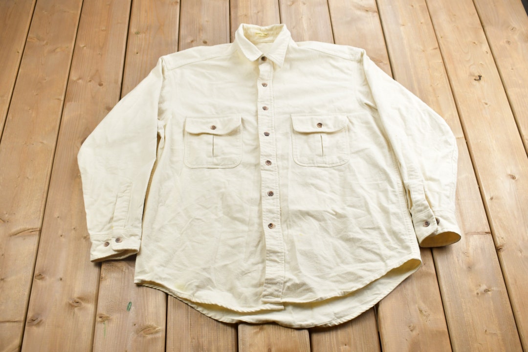 Vintage 1990s Blank Chamois Cloth Button up Shirt / 1990s Button up ...
