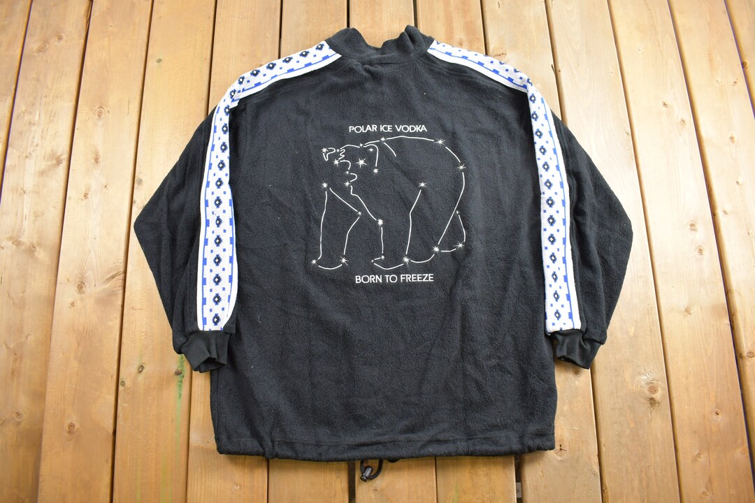 Vintage 1990s Polar Ice Vodka Quarter Zip Fleece Sweatshirt / Souvenir ...