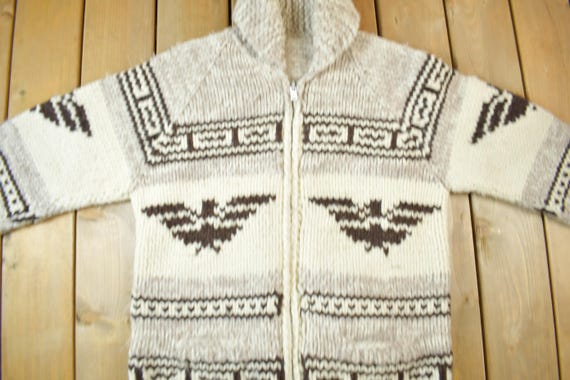 Vintage 1950s Hand-Knit Eagle Theme Cowichan Sweater … - Gem