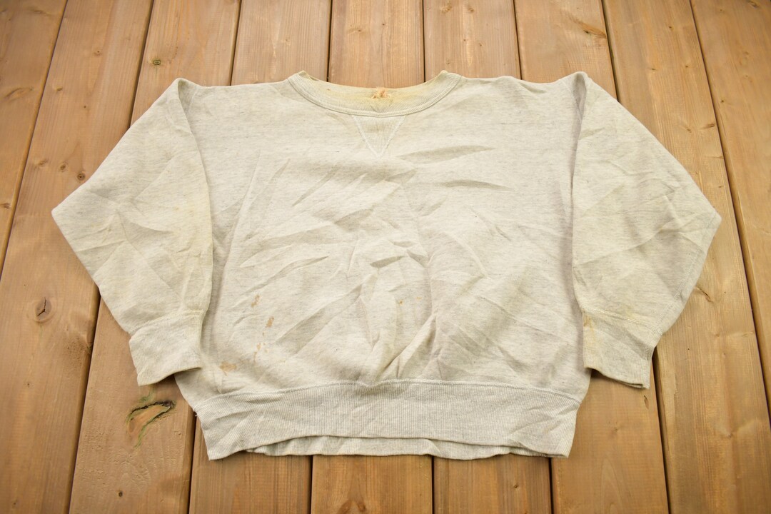 Vintage 1950s Single V Blank Heather Grey Crewneck Sweatshirt / 50s Crewneck / Made in USA ...