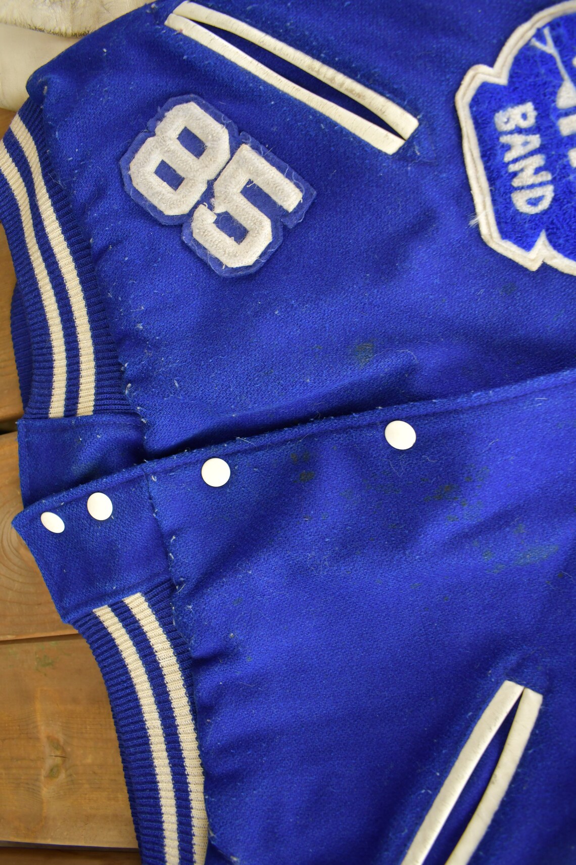 Vintage 1985 WCHS Band Varsity Jacket / Blue Leather Coat / Letterman ...