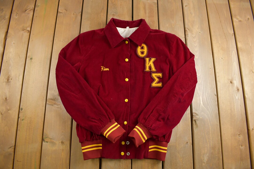 Vintage 1980s Corduroy Varsity Fraternity Jacket / Athleisure ...