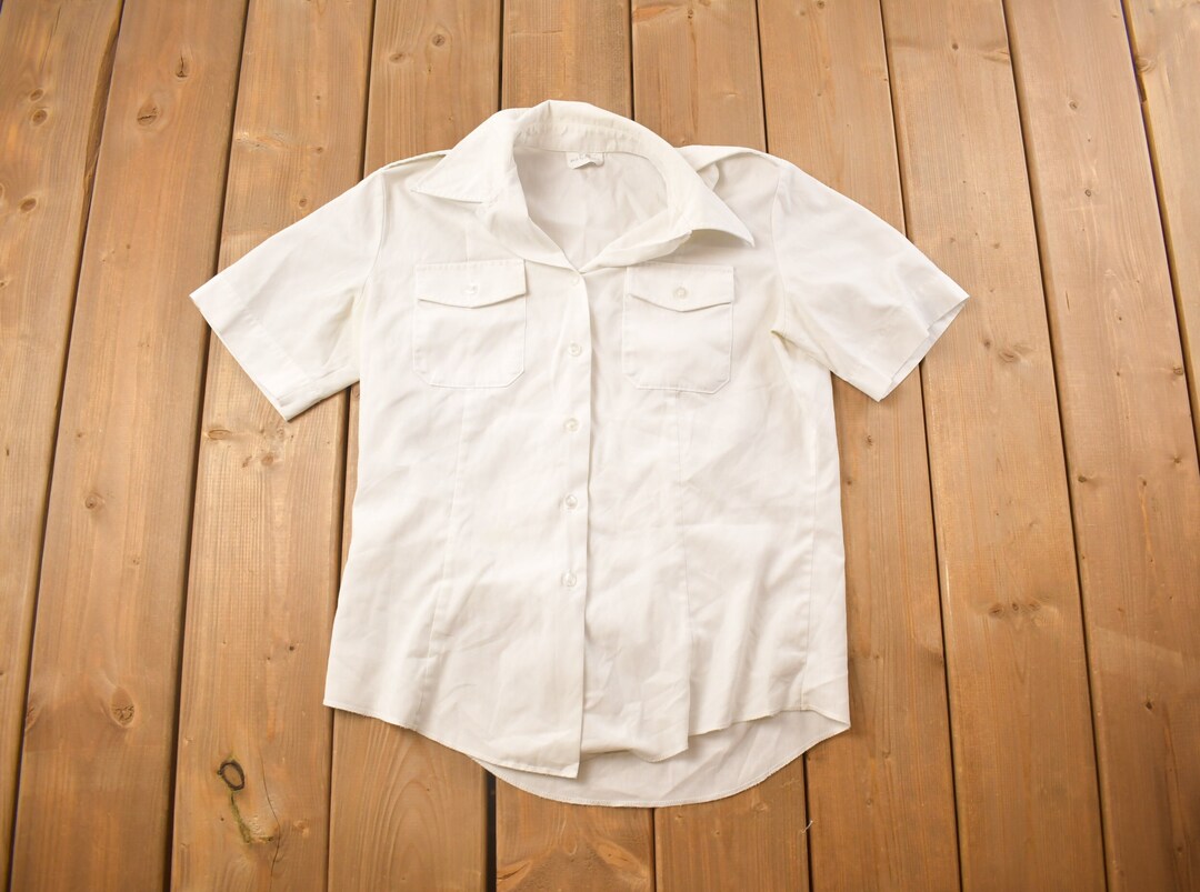 Vintage 1990s Blank White Button up Shirt / 1990s Button up / Vintage ...