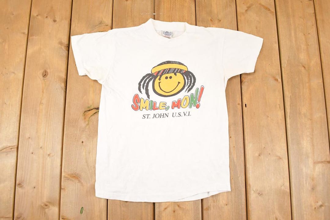 Vintage 1990s Smile Mon US Virgin Islands Souvenir Travel T-shirt Youth ...