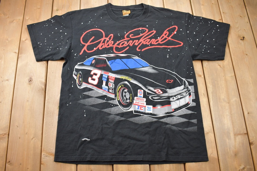 Vintage 1990s Dale Earnhardt the Intimidator All Over Print NASCAR T ...