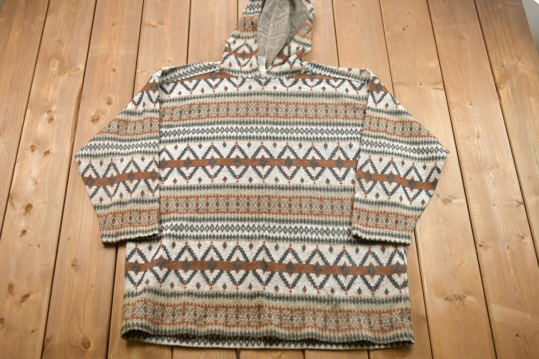 Vintage 1990's Aztec Graphic / 90s Hoodie / Vintage Sweater / Full Zip ...