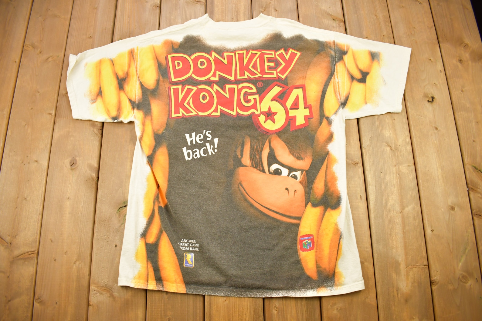 Vintage 1990s Donkey Kong 64 All Over Print Nintendo T-shirt / Made in ...