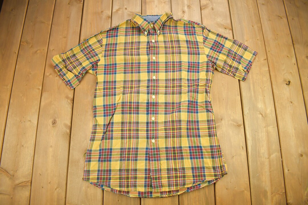Vintage Sir Pendleton Original Surf Brand Short Sleeve Yellow Plaid ...