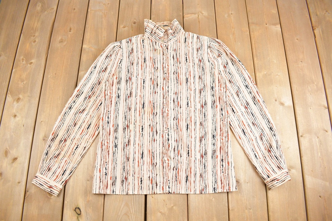 Vintage 1980s Ruffle Collar Button up Shirt / 1980s Button up / Ruffle ...