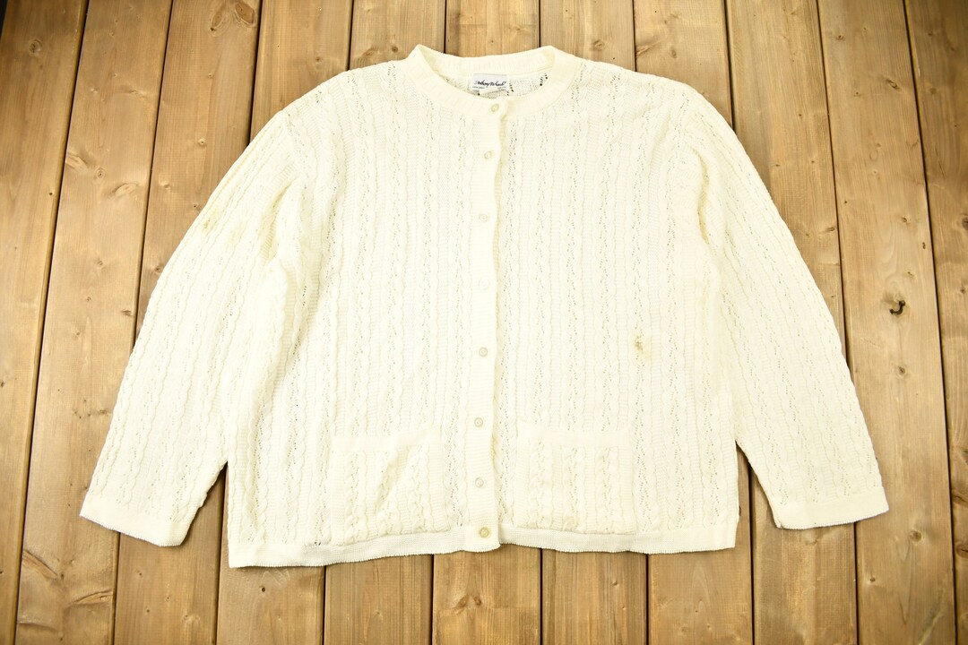Vintage 1990s Anthony Richards 3D Cable Knit Cardigan Sweater / Size ...
