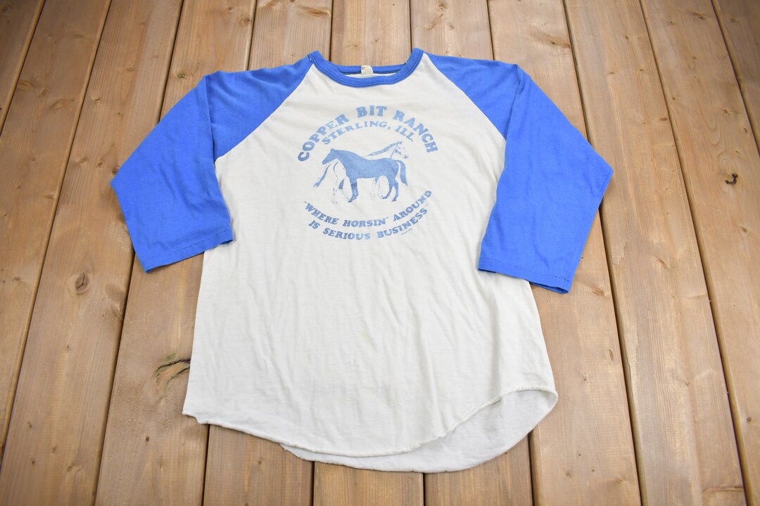 Vintage 1980s Copper Bit Ranch Graphic Raglan T Shirt / Vintage T Shirt ...