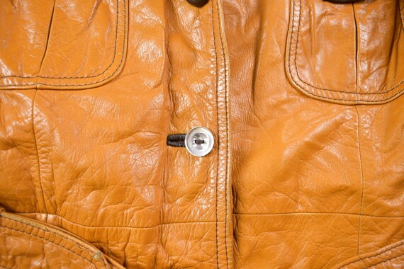 Vintage 1970s 4 Pocket Leather Jacket / Button Up / F… - Gem