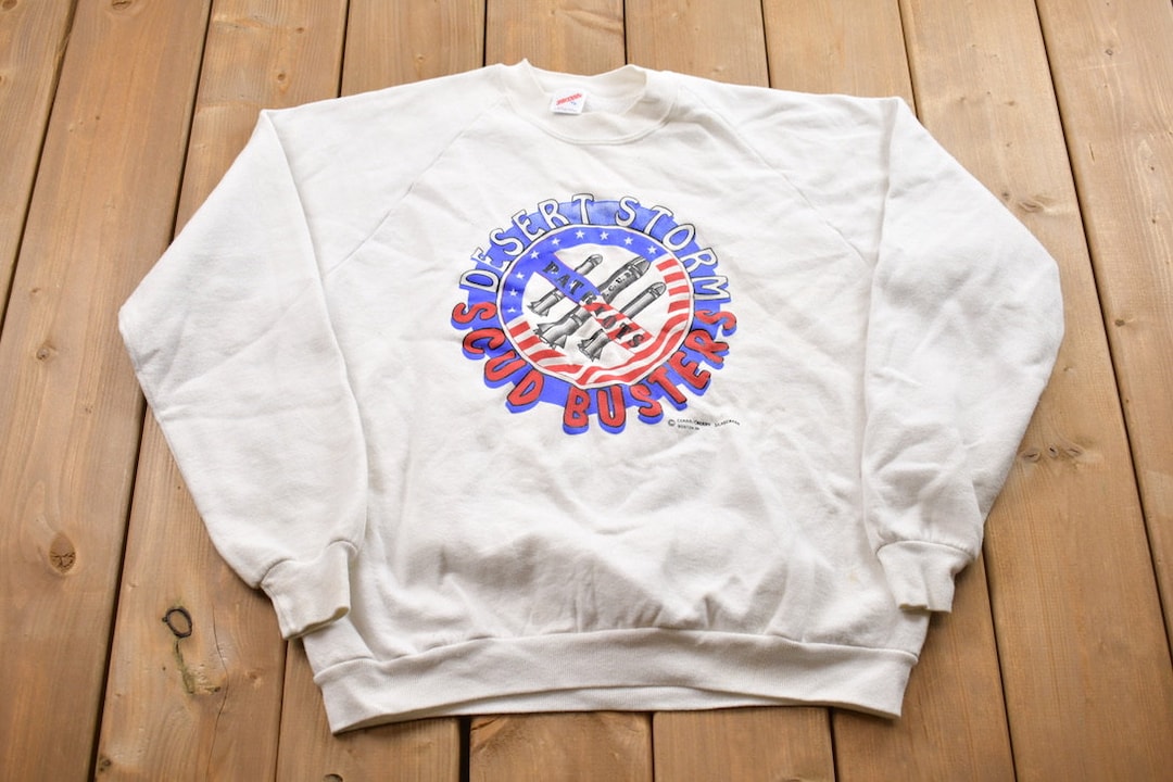 Vintage 1990s Desert Storm Scud Busters Military Crewneck Sweatshirt ...