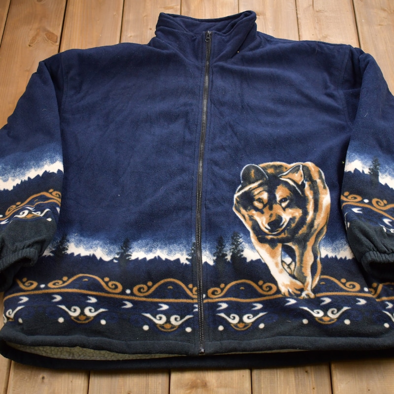 Wolf Fleece Jacket - Etsy UK