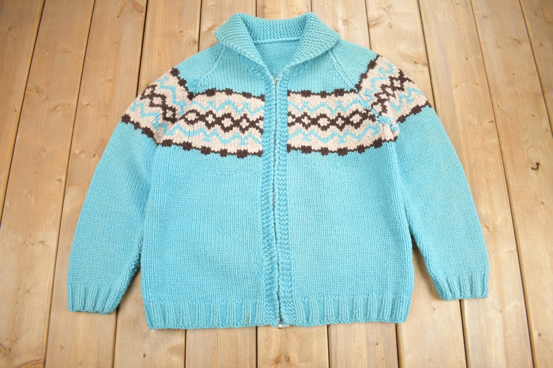 Vintage 1950s Hand-knit Cowichan Sweater / Wool / True Vintage / Outdoorsman / Heavy Weight ...
