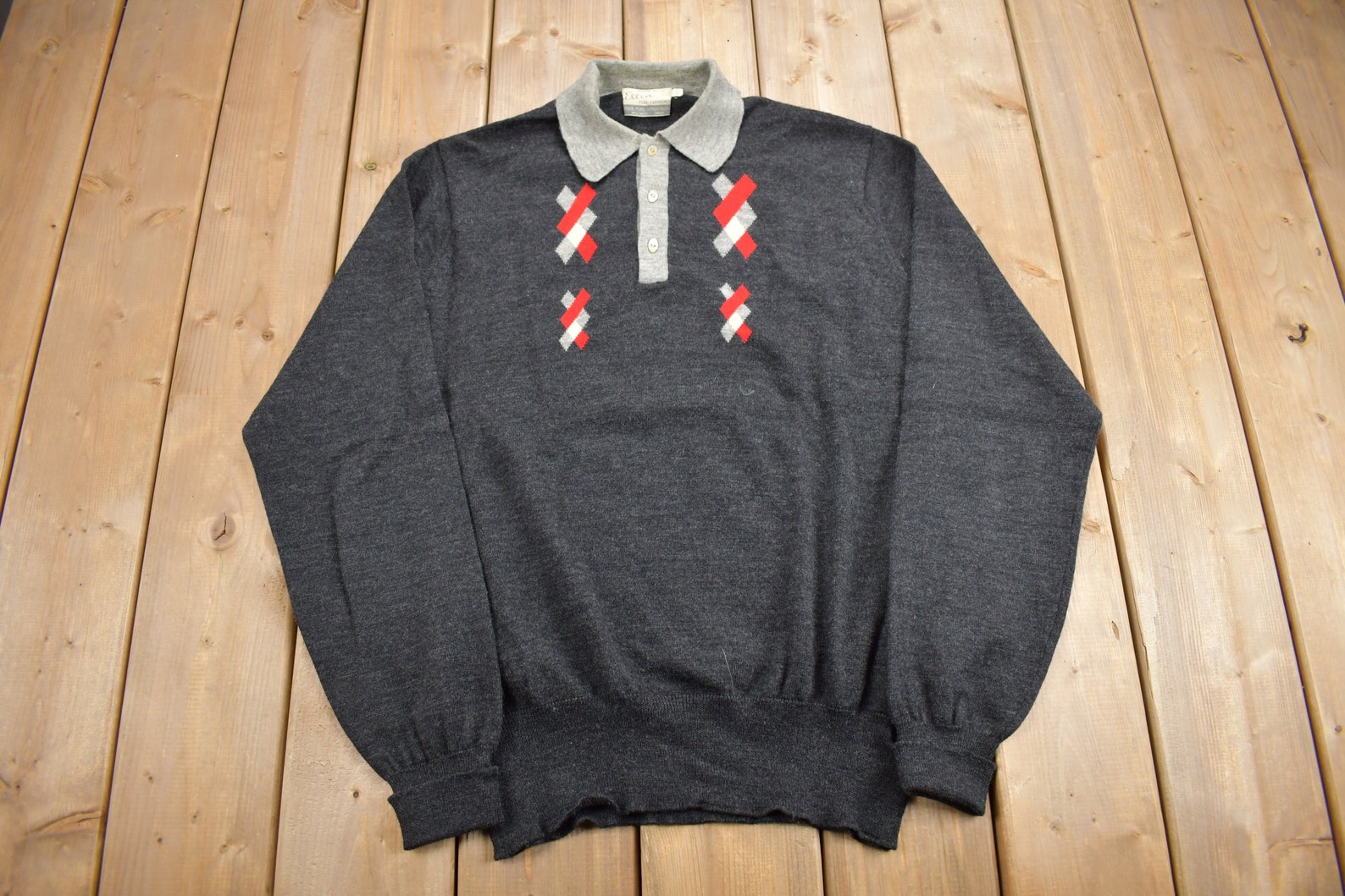 Vintage 1960s Quarter Button Virgin Wool Knit Sweater / True Vintage ...