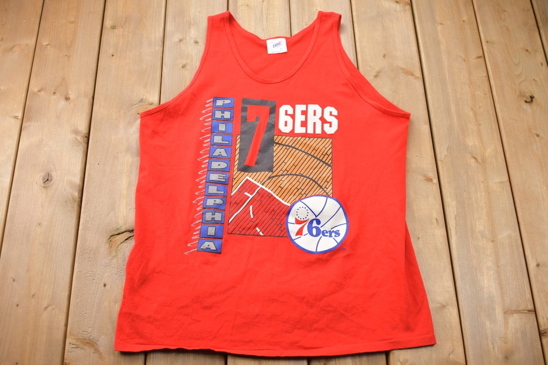 Vintage 1990s Philadelphia 76ers NBA Tank Top Sleeveless T Shirt 90s ...