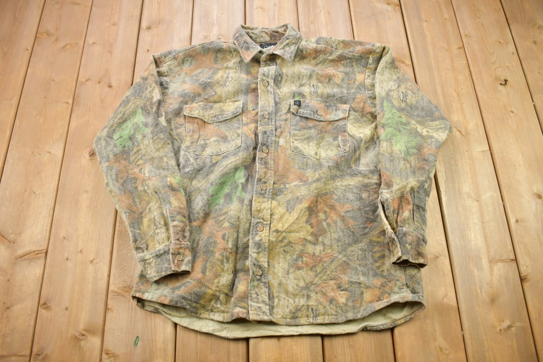 Vintage 1990s Hunting Tree Camo Button up Shirt / Warm Button up ...
