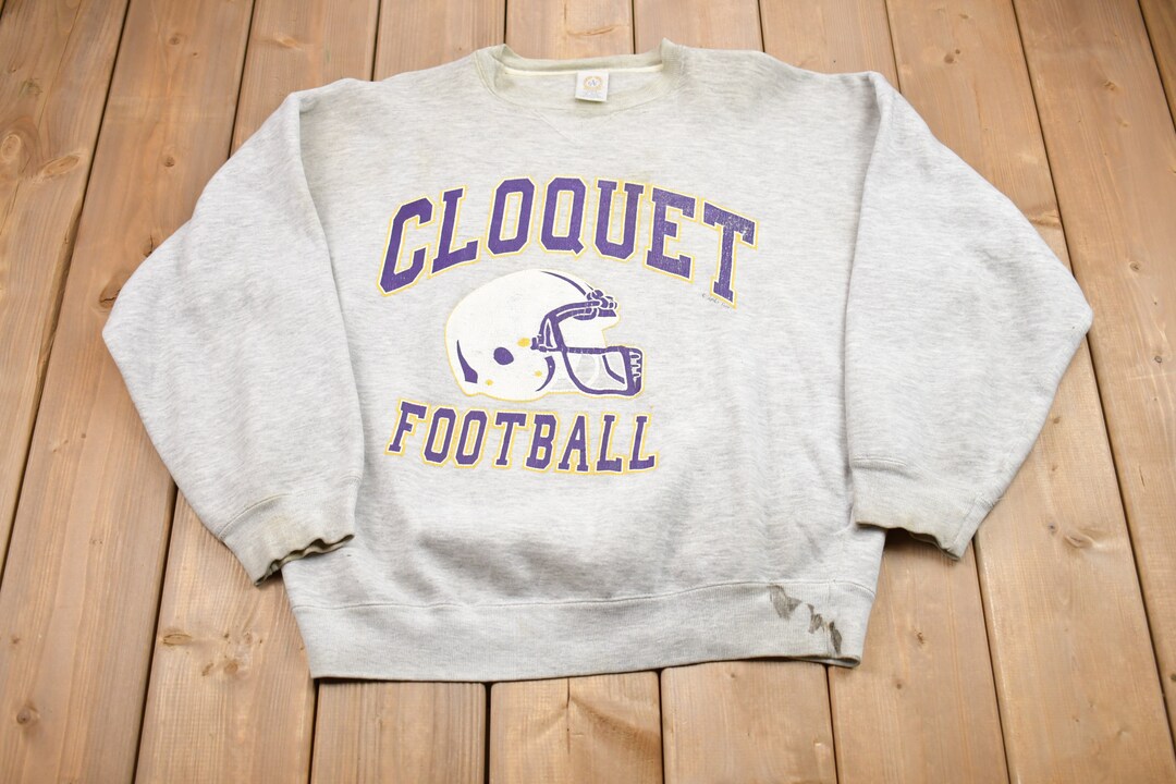 Vintage 1990s Cloquet Football Graphic Crewneck / Athletic Sportswear ...
