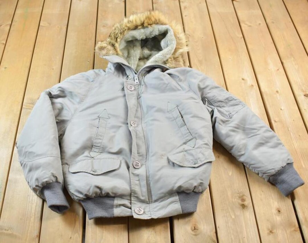 Vintage 1980s Club International Winter Jacket / Down Fill / Grey Coat ...