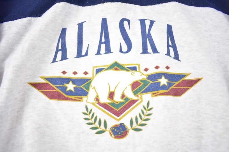 Vintage 1990s Alaska Quarter Zip Polar Bear Souvenir Travel Crewneck ...
