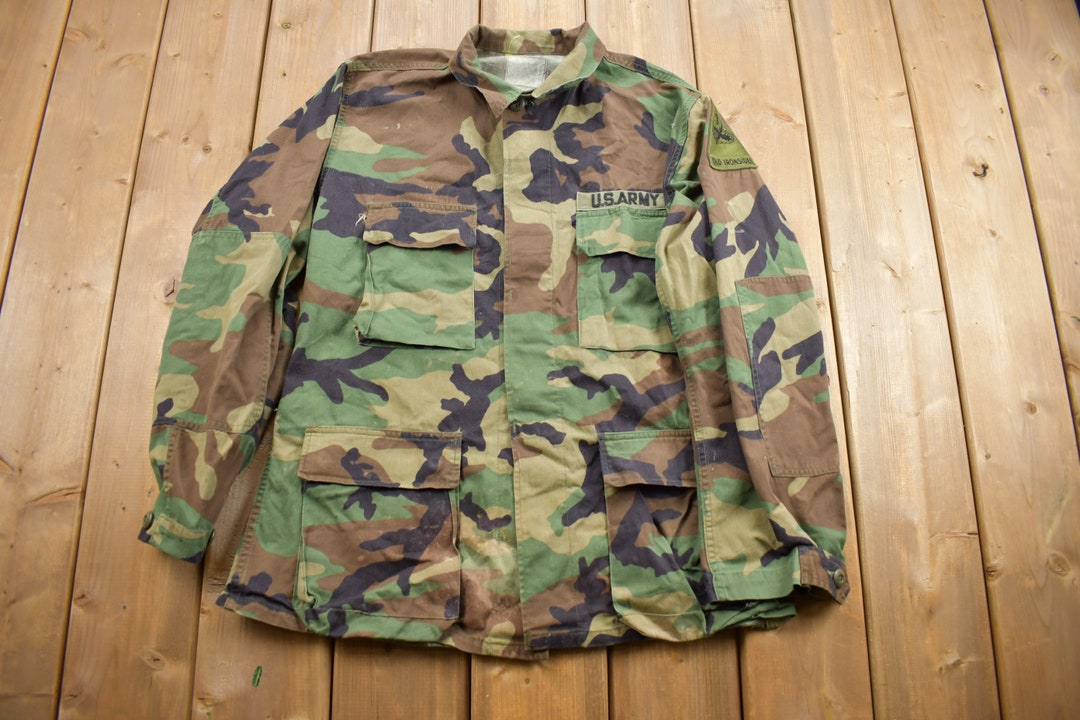 Vintage 1990s US Army Woodland Camo Hot Weather Combat Jacket / USMC ...