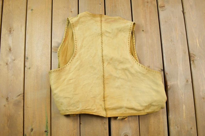 Vintage 1970s Tan Rawhide Leather Vest - Etsy