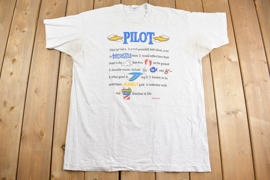Vintage 1990s Pilot Definition Graphic T-shirt / Funny / Parody / Streetwear / Retro Style ...