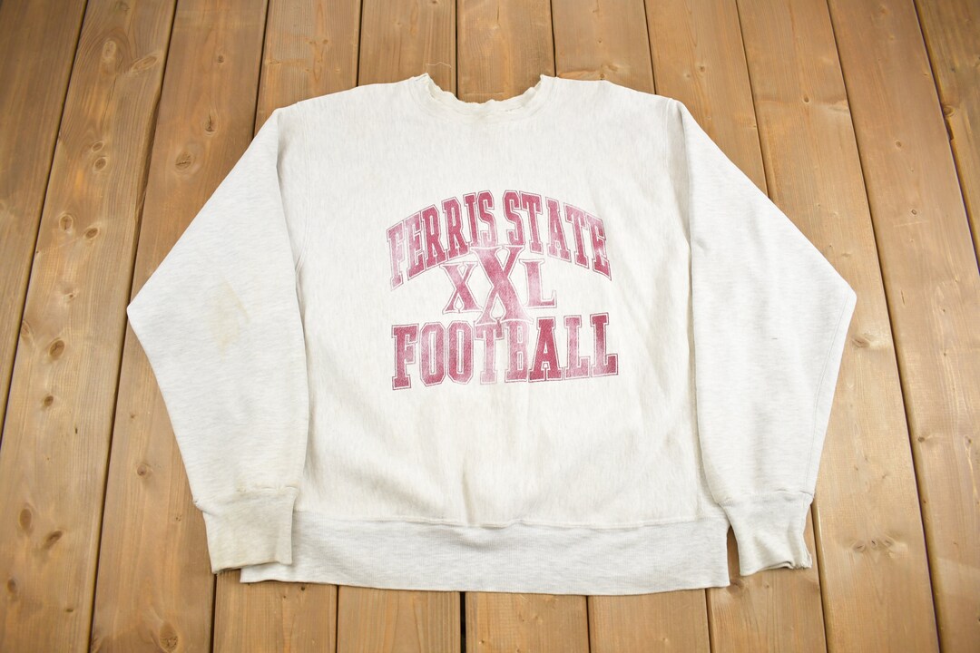 Vintage 1990s Ferris State Football Pro Weave Collegiate Crewneck ...